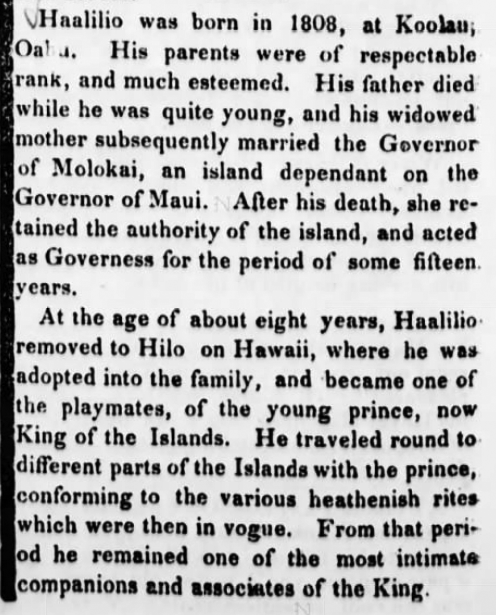 Timoteo Haalilio in the words of William Richards, 1845. | nupepa