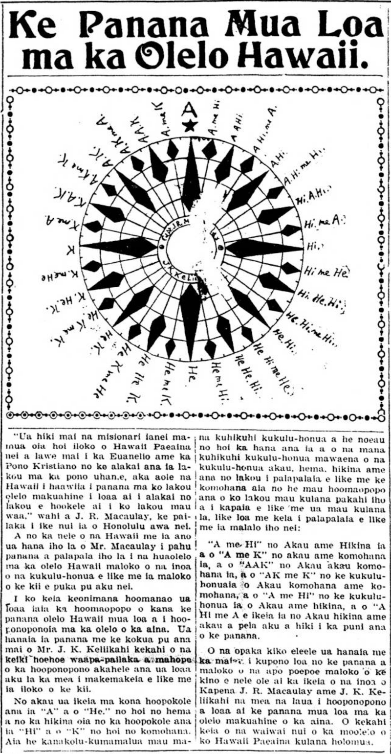 Hawaiian language compass, 1905. | nupepa