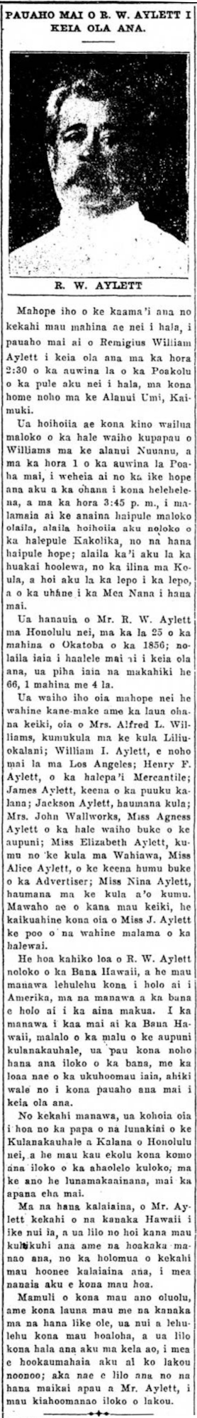 Death of Remigius Willam Aylett, 1922. | nupepa